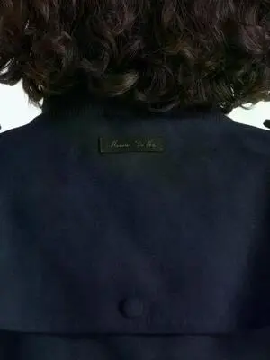 Manière De Voir Suede Layered-shoulder Cropped Bomber Jacket - Blue