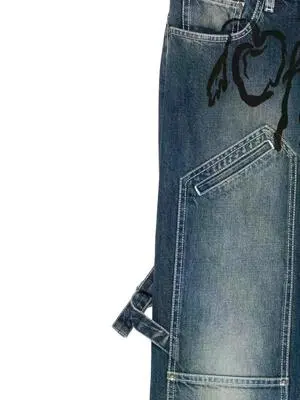 Off-White Cherry Diagonal Twist Stack Jeans