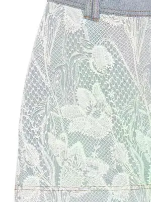 Aje Blossom Laced Denim Mini Skirt