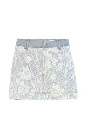 Aje Blossom Laced Denim Mini Skirt - Blue