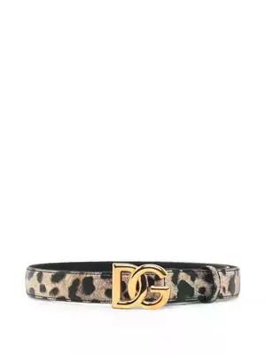 Dolce & Gabbana Leopard-print Logo-plaque Leather Belt