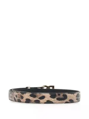 Dolce & Gabbana Leopard-print Logo-plaque Leather Belt