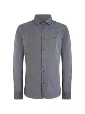 BOSS Logo-embroidered Long-sleeve Shirt - Grey
