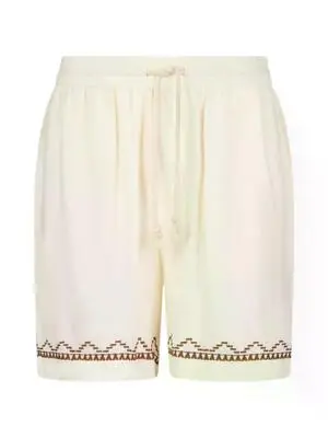 Liu Jo Linen Shorts With Embroidery - Neutrals