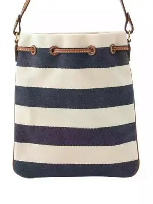 Miu Miu 2010-2026 Striped Canvas Logo Drawstring Handbag