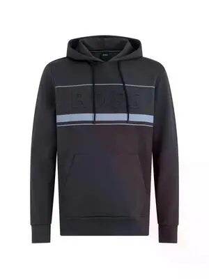 BOSS Logo-emed Stripe-detail Hoodie - Grey
