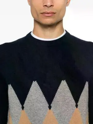 BALLANTYNE Argyle Intarsia Sweater - Blue