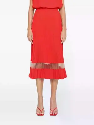 NISSA Pleated Midi Skirt - Red