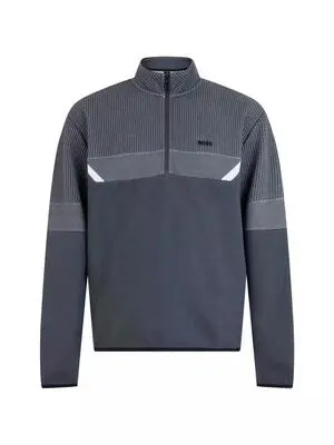 BOSS Geometric-pattern Quarter-zip Sweater - Grey