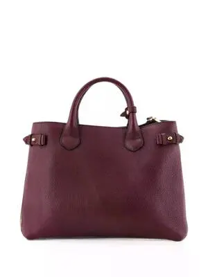 Burberry Banner Tote Leather And House Check Canvas Medium Satchel