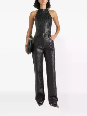 Manière De Voir Ruth Embossed-leather Mid-rise Trousers