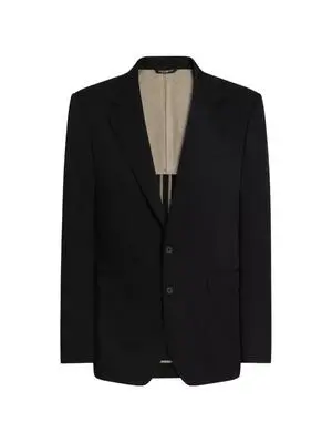Dolce & Gabbana Taormina Single-breasted Jacket In Technical Wool - Black