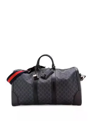 Gucci Convertible Duffle Bag Gg Coated Canvas Large Satchel