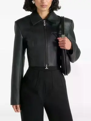 Manière De Voir Adina In Leather Cropped Jacket