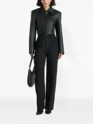 Manière De Voir Adina In Leather Cropped Jacket - Black