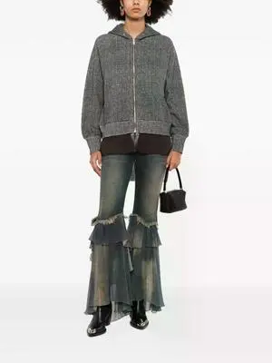 Undercover Herringbone-pattern Layered-hem Hoodie