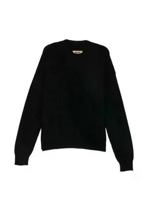 UMA WANG Ribbed-knit Crew-neck Jumper - Black