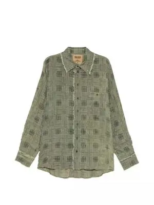 UMA WANG Check Frayed-edge Shirt