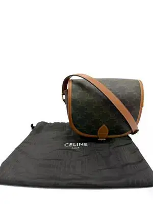 Celine 2019-2026 Medium Triomphe Coated Canvas Folco Crossbody Bag