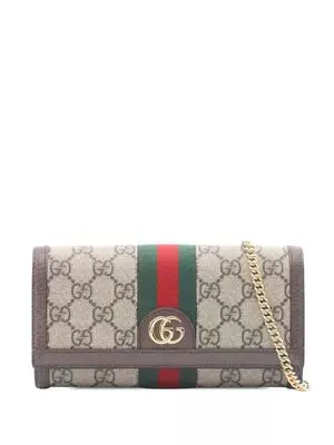 Gucci 2000-2015 Gg Supreme Web Ophidia Continental Wallet On Chain Crossbody Bag - Neutrals