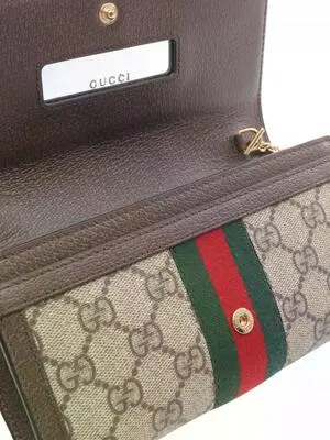 Gucci 2000-2015 Gg Supreme Web Ophidia Continental Wallet On Chain Crossbody Bag - Neutrals