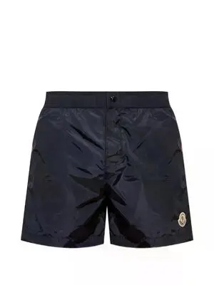 Moncler Logo-patch Striped-trim Swim Shorts - Blue