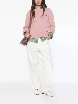 Maison Kitsuné Fox-patch Wool Sweater - Pink