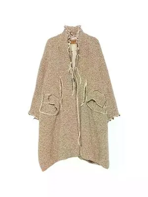 RUNDHOLZ Check Safety-pin Coat - Brown