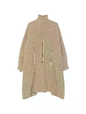 RUNDHOLZ Check Safety-pin Coat - Brown