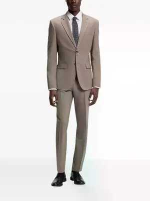 Hugo Two-piece Extra-slim-fit Suit In Wool-blend Poplin - Neutrals