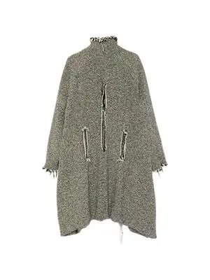 RUNDHOLZ Check Frayed-edge Coat - Black