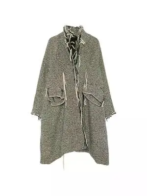 RUNDHOLZ Check Frayed-edge Coat - Black