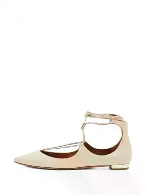 AQUAZZURA Christy Ankle-wrap Ballet Flats - Neutrals