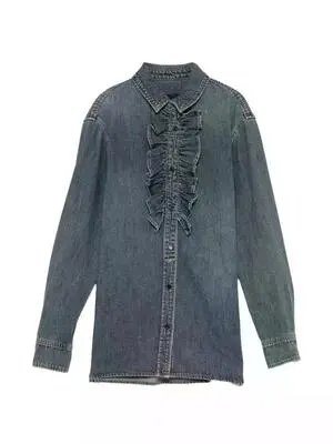 JUUN.J Ruffled Denim Shirt - Blue