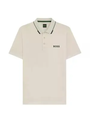BOSS Logo-print Short-sleeve Polo Shirt - Neutrals