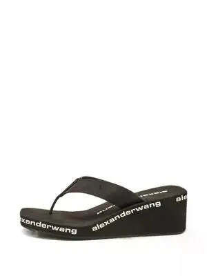 ALEXANDER WANG Logo-print Canvas Thong Wedge Sandals