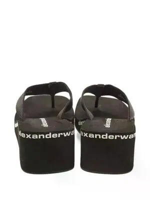 ALEXANDER WANG Logo-print Canvas Thong Wedge Sandals