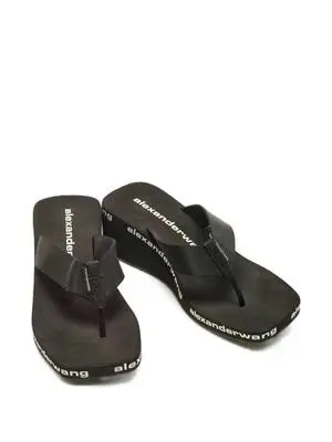 ALEXANDER WANG Logo-print Canvas Thong Wedge Sandals