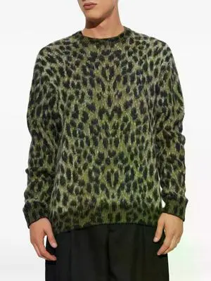 LANEUS Leopard-pattern Sweater - Green
