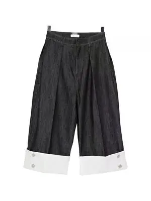 AO YES Pleated Turn-up Jeans - Blue
