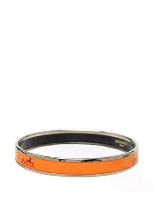 Hermès 1980-2000 Narrow Caleche Enamel Bangle 70 Costume Bracelet