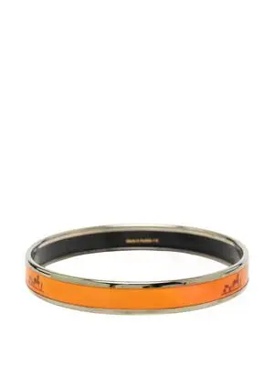 Hermès 1980-2000 Narrow Caleche Enamel Bangle 70 Costume Bracelet