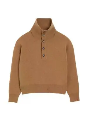 AMI Paris High Buttoned Collar Wool Sweater