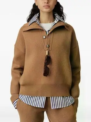 AMI Paris High Buttoned Collar Wool Sweater