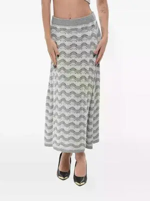 COLOUR MARKET Chevron-knit Midi Skirt - Grey