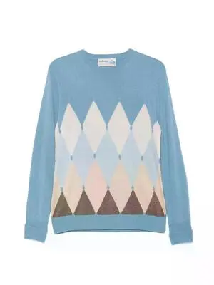 BALLANTYNE Argyle Pattern Crew-neck Sweater - Blue