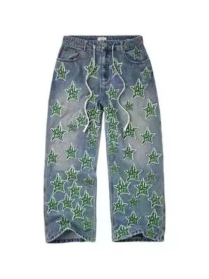 VALE FOREVER Allstar Star-patch Straight-leg Jeans - Blue