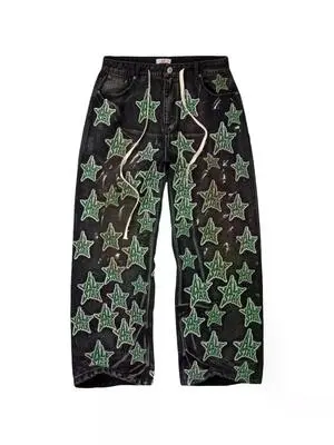 VALE FOREVER Allstar Star-patch Straight-leg Jeans - Black