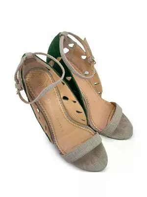 CHARLOTTE OLYMPIA Leaf Accent Wedge Sandals - Green