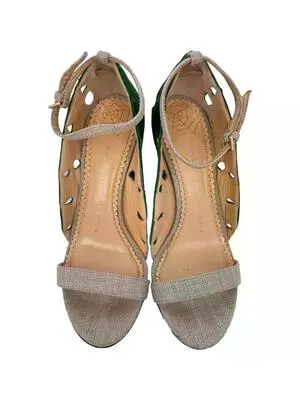 CHARLOTTE OLYMPIA Leaf Accent Wedge Sandals